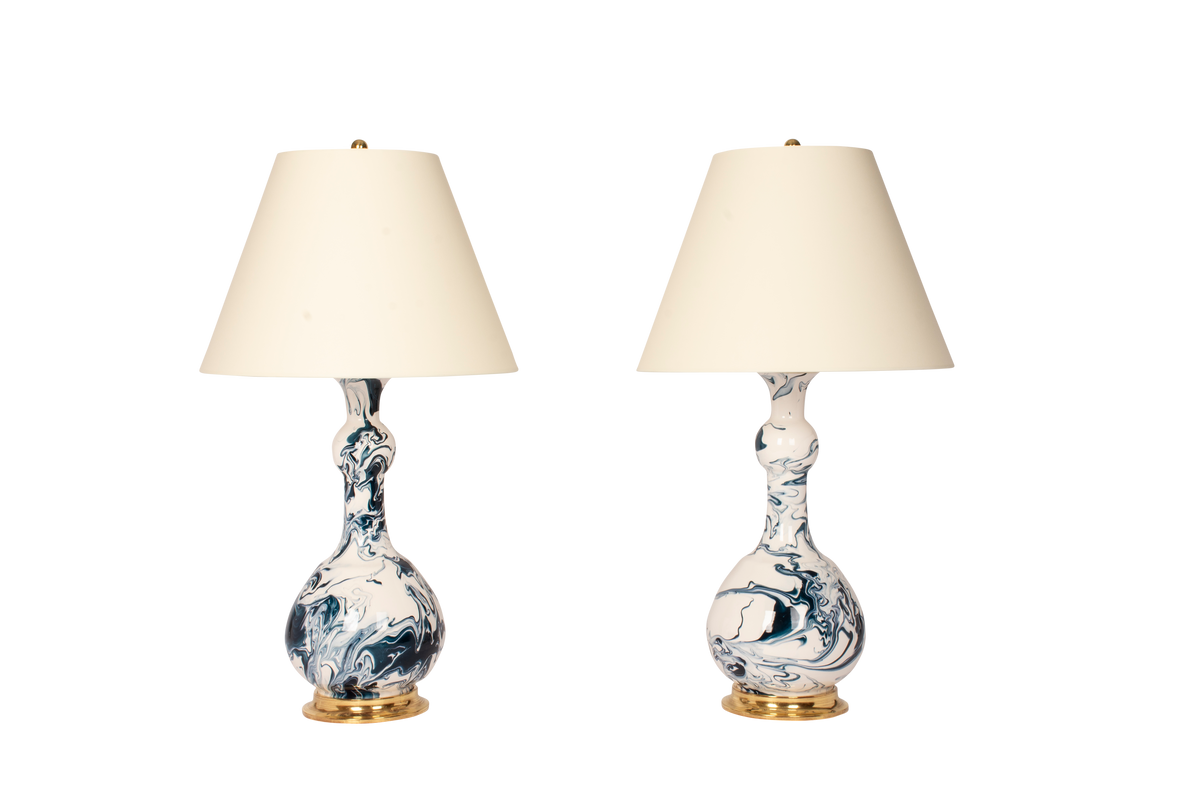 Cameron Lamp Pair in Teal Marble – Christopher Spitzmiller, Inc.